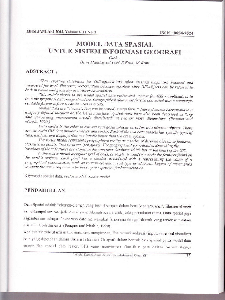 Model Data Spasial Untuk Sistem Informas f20264c5 | PDF