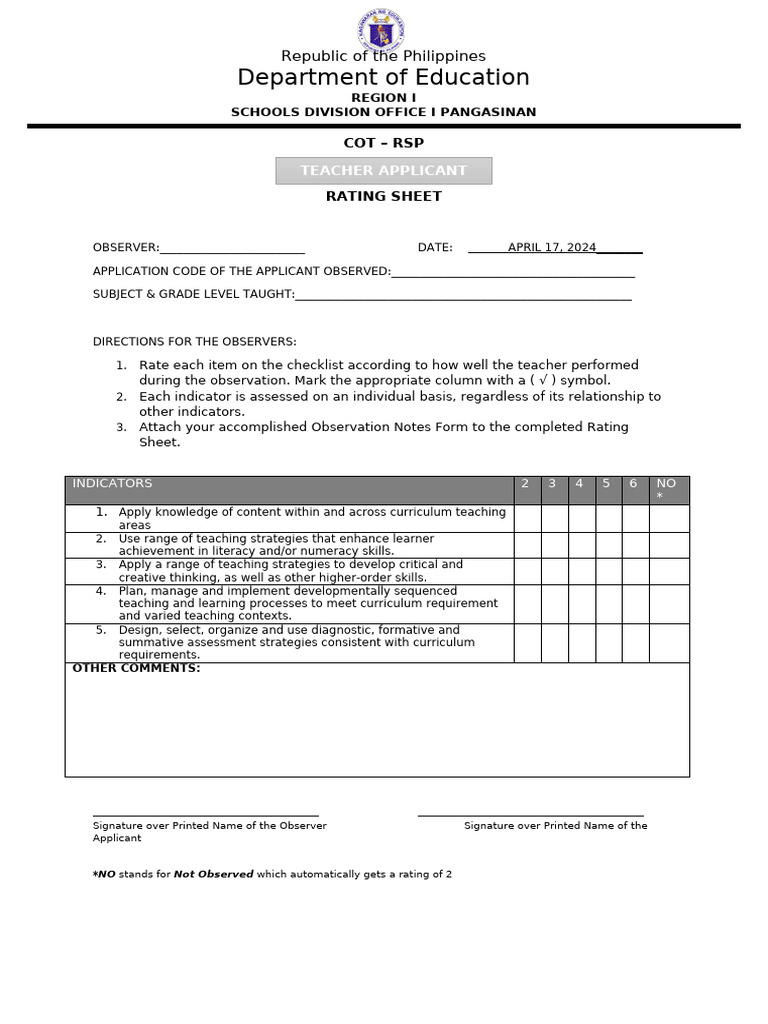 RATING SHEETS 3 Copies | PDF | Business