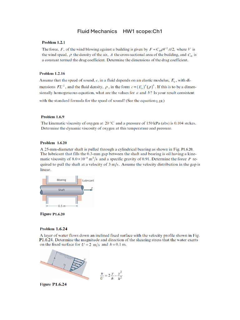 Fluid Mechanics HW1 2 | PDF