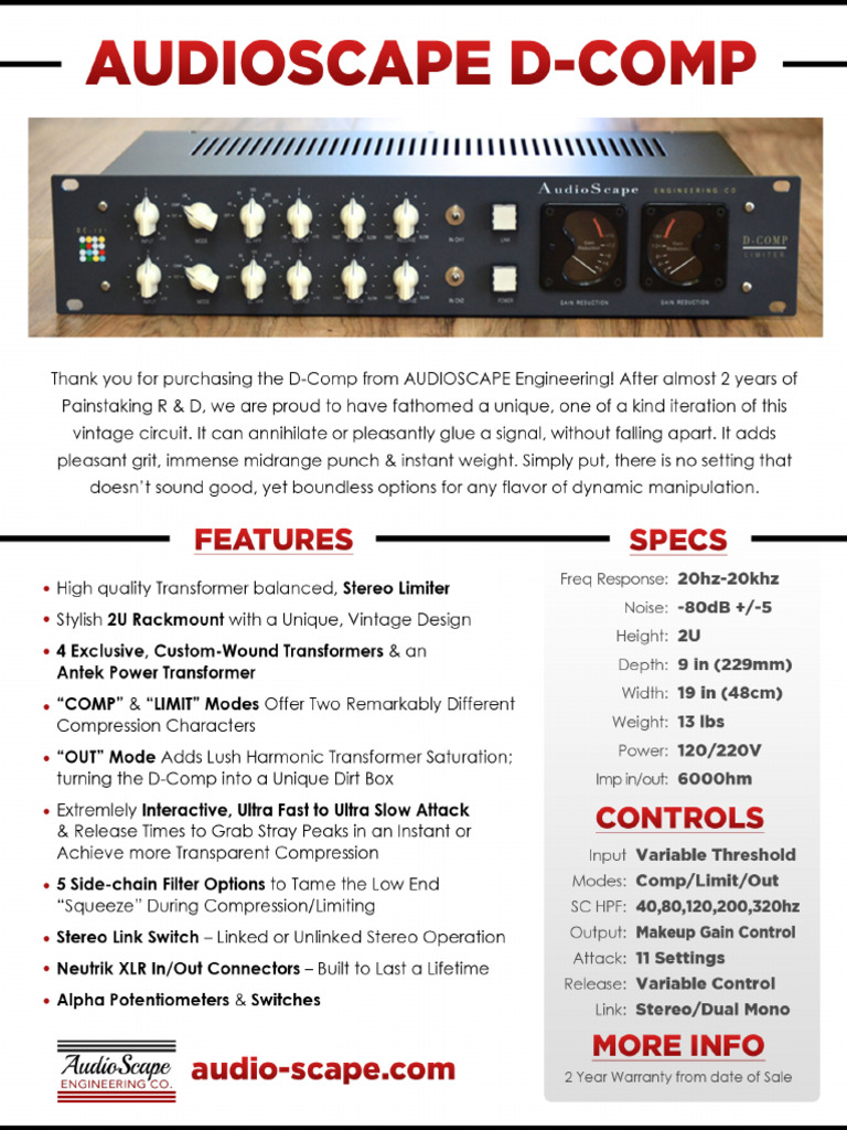 Audioscape D-COMP manual | PDF