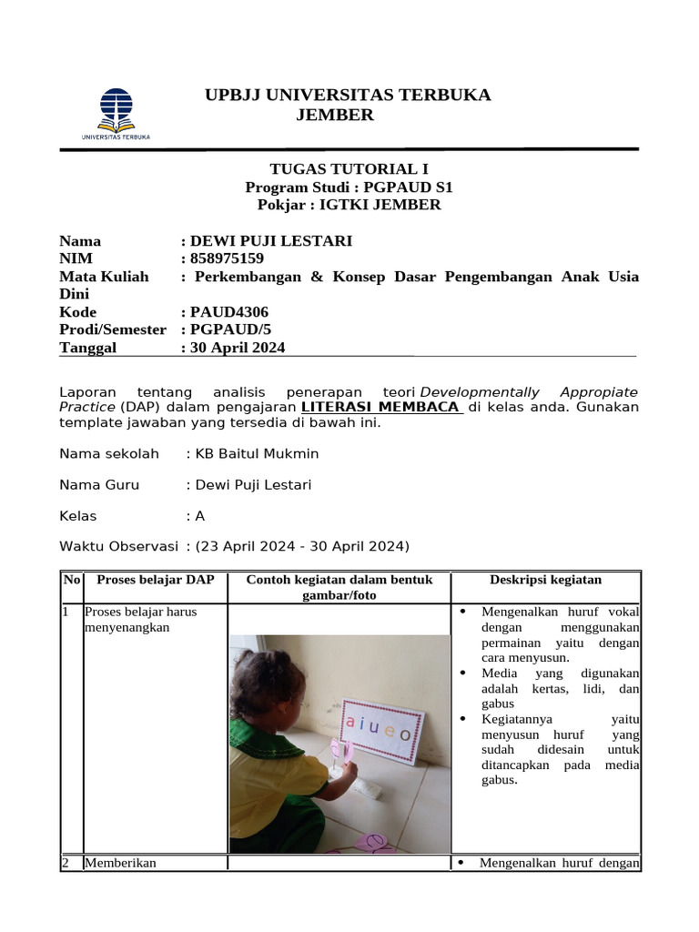 DAP dalam Literasi Membaca PAUD | PDF