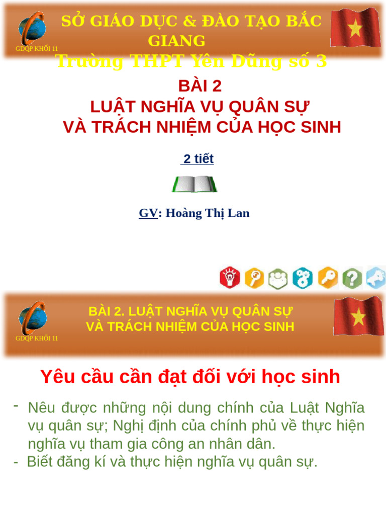 Bai 2 Luat Nghia Vu Quan Su Va Trach Nhiem Cua Hoc Sinh 1 1 | PDF