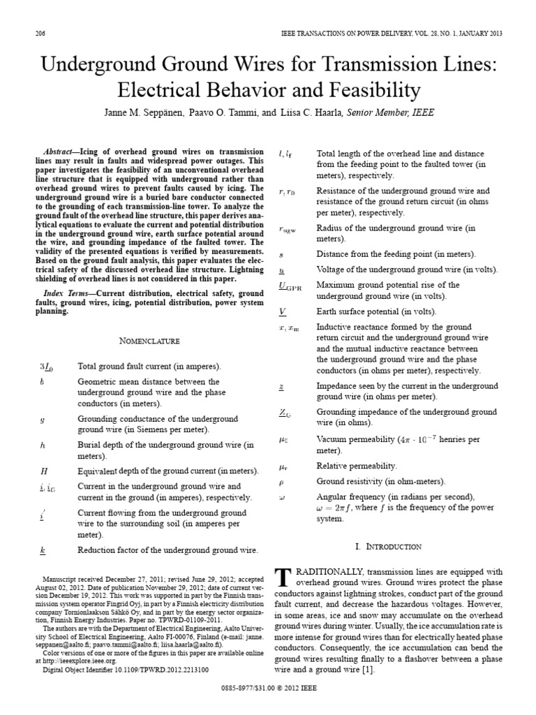 Underground Ground Wires for Power Lines | PDF | Electric Power ...