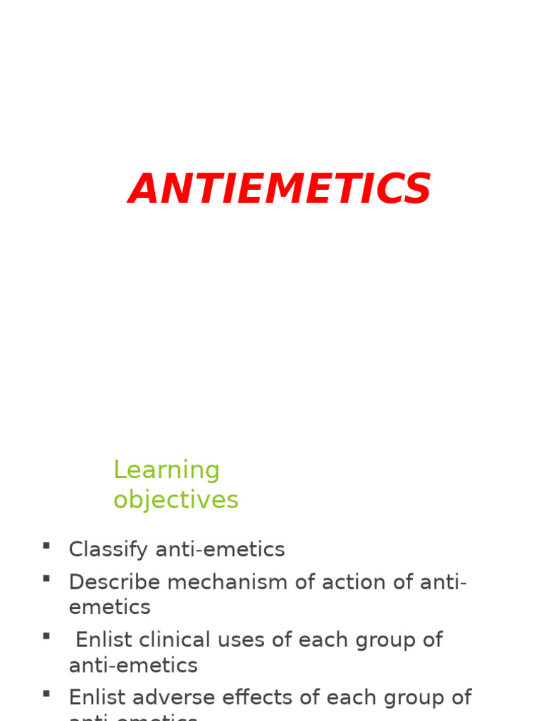 Comprehensive Guide to Antiemetics | PDF | Vomiting | Nausea