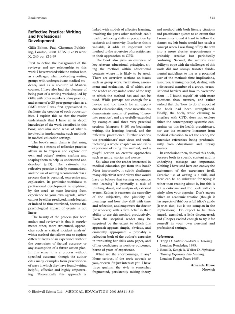 Reflective Practice Writing and Professional Development 2001 | PDF | Psychology | Cognition