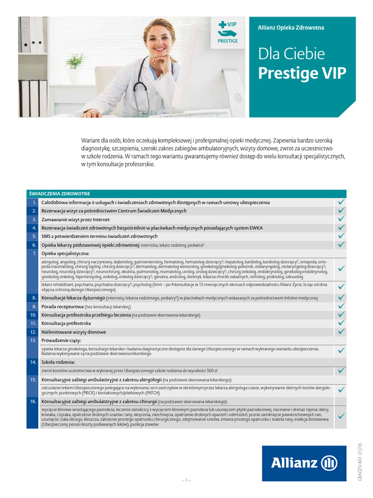 Allianz Pakiet PRESTIGE VIP | PDF