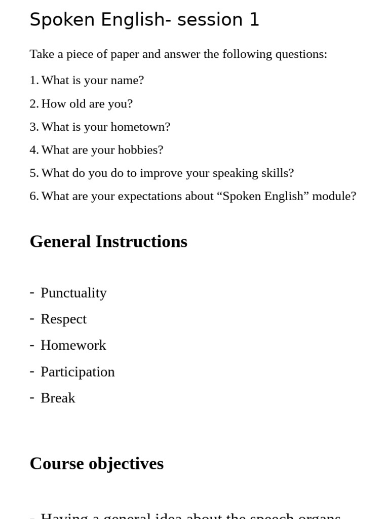 Soken English- Session 1 - Students | PDF | Vowel | Consonant