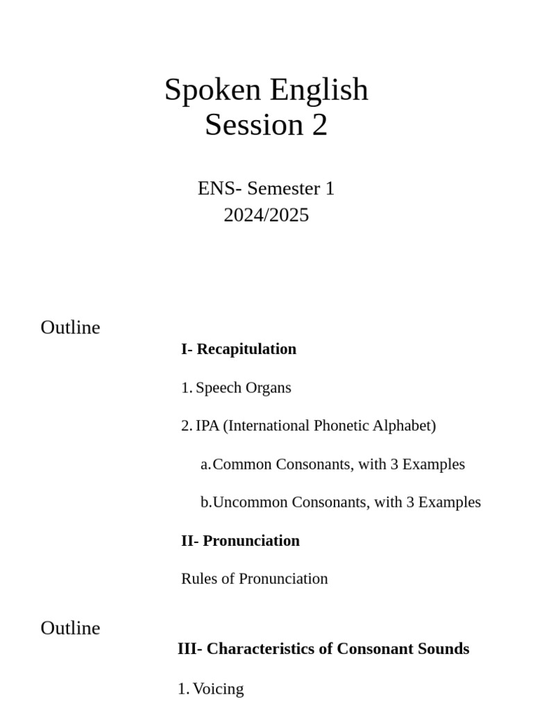 Spoken English - Session 2.1. Students | PDF | Human Throat | Linguistics