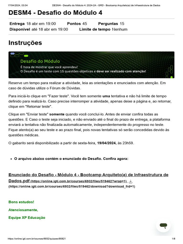 DESM4 - Desafio Do Módulo 4 - 2024-2A - GRD - Bootcamp Arquiteto (A) de Infraestrutura de Dados ...