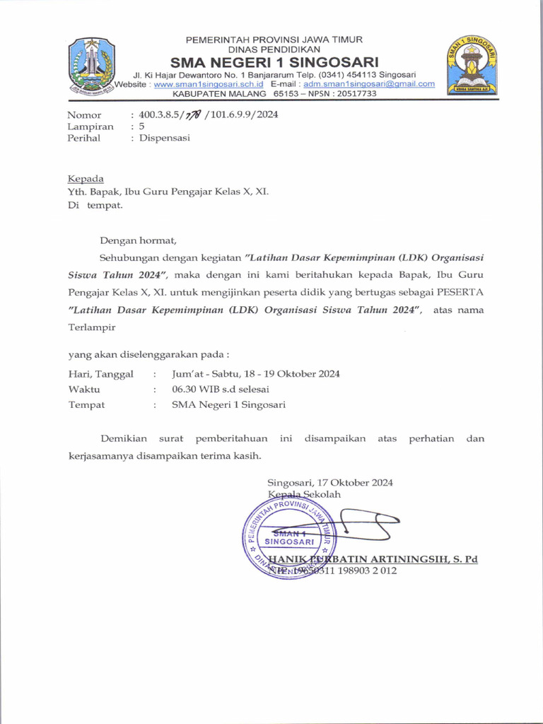 Dispen Peserta LDK | PDF