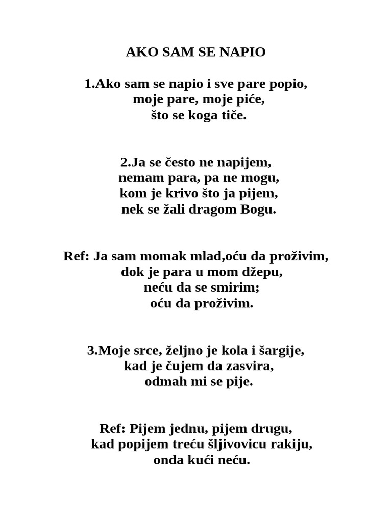 Ako Sam Se Napio | PDF