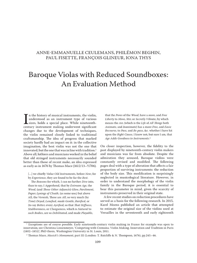 Baroque Violins With Reduced Soundboxes | PDF | Violin | Cello