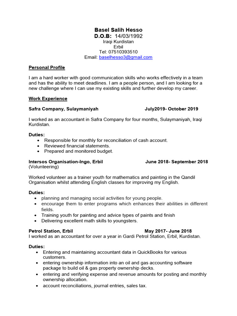 Basel Saleh Hesso CV | PDF | Career & Growth