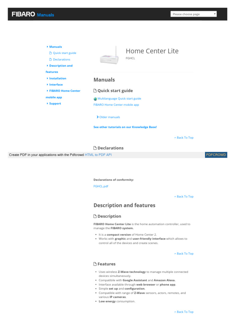 Manuals Fibaro Com Home Center Lite | PDF | Application Software | Button (Computing)