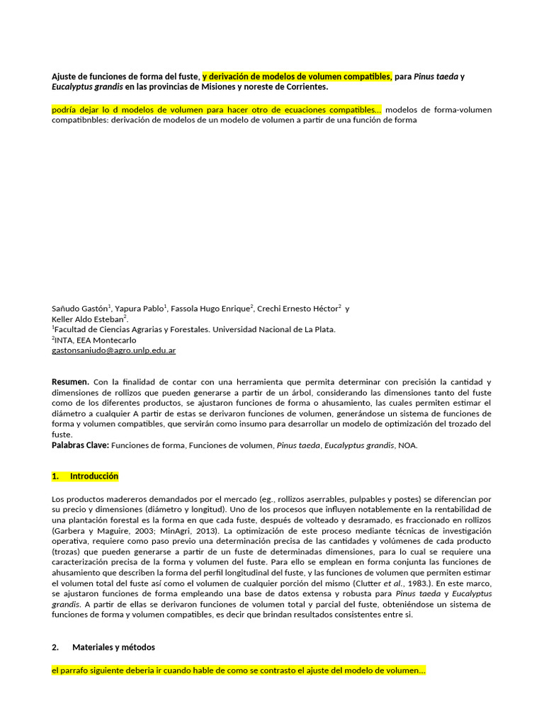 Funciones de Forma P.taeda Trabajo Completo 2 | PDF | Volumen ...