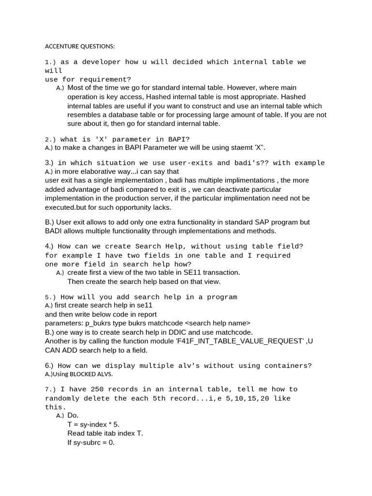 Accenture Interview Questions | PDF | Computer Science | Software ...