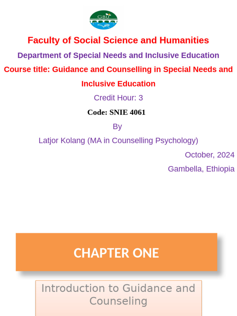 Guidance and Counseling in Inclusive Education | PDF | Id | Psychotherapy