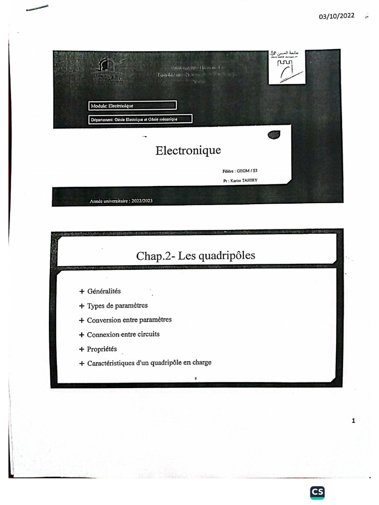 Cour Chap 2 Électronique | PDF