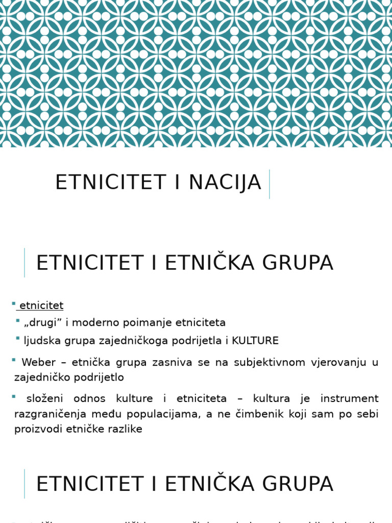 Etnicitet I Nacija - MČ - MErlin | PDF