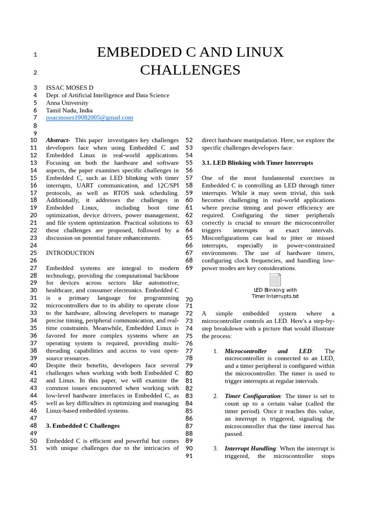 Embedded C and Linux Challenges | PDF | Embedded System | Microcontroller