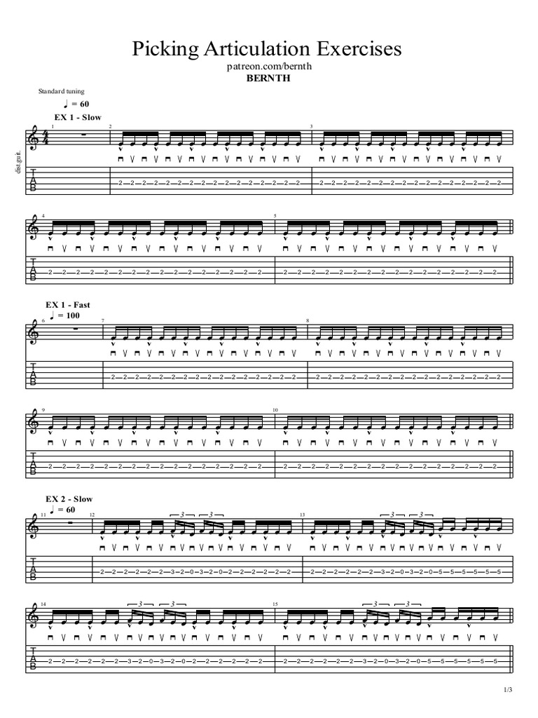 Picking Articulation Exercises - PDF Tab | PDF