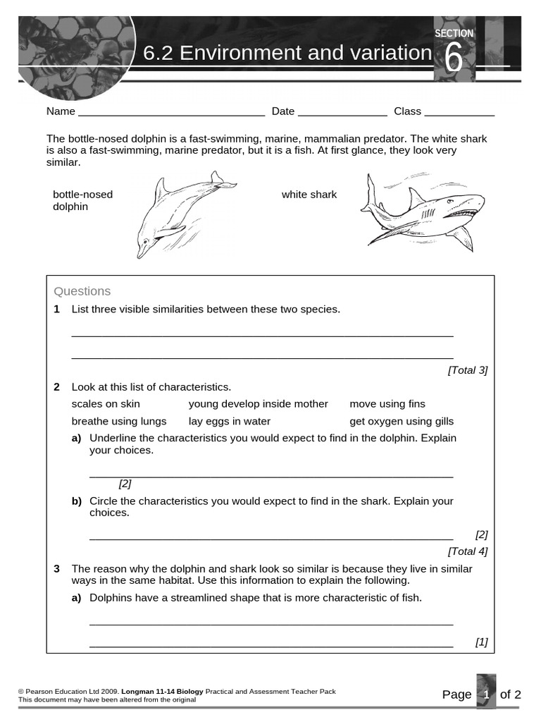 RES265_bio_6_6_2_environment_and_variation | PDF | Mammals | Dolphin