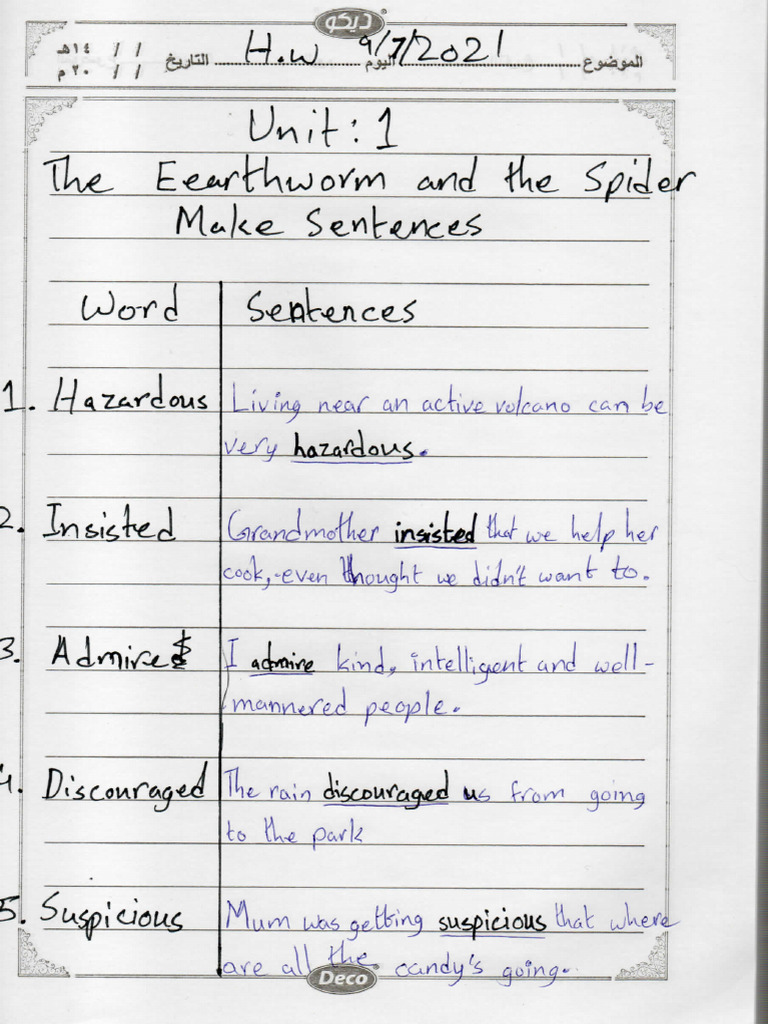 English Copy-Work Unit1 Make Sentences Homework | PDF