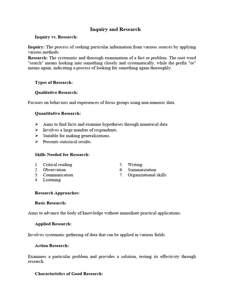 Inquiry and Research (PR 2) | PDF | Inquiry | Learning