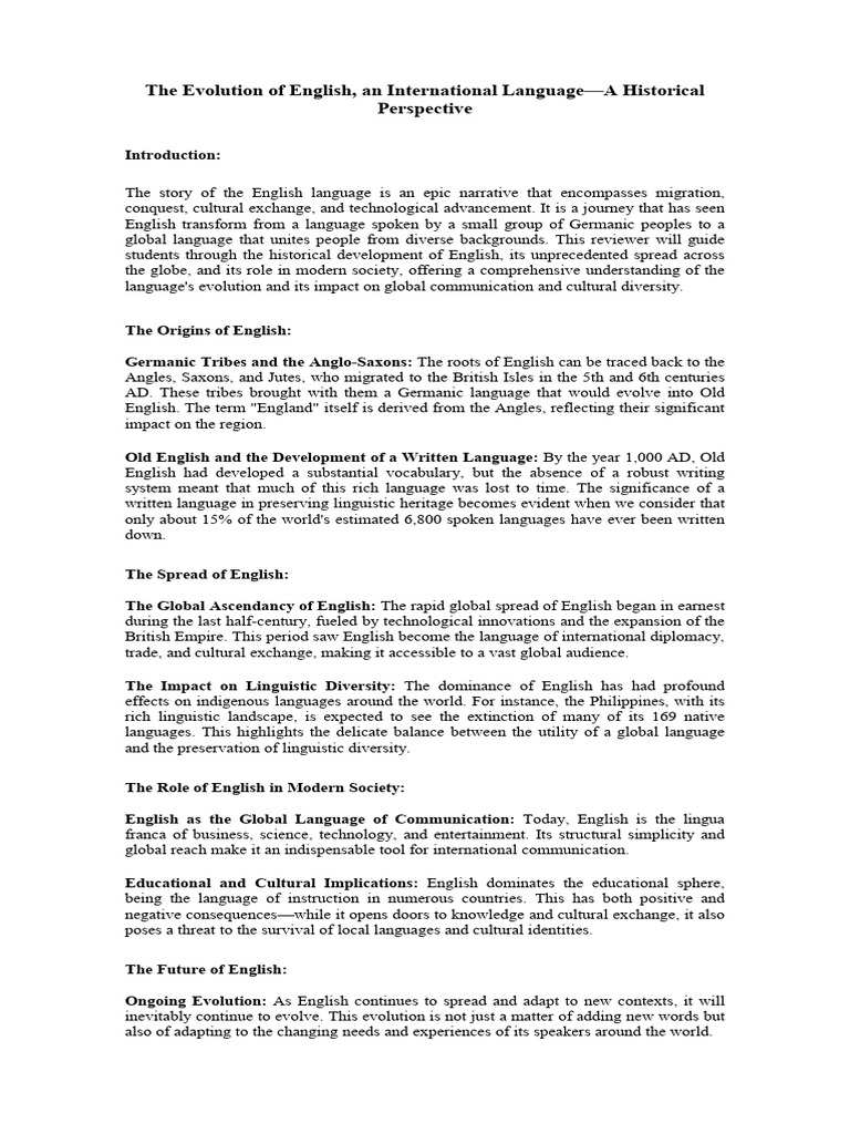 (EAPP - Lesson 2) The Evolution of English | PDF | English Language ...
