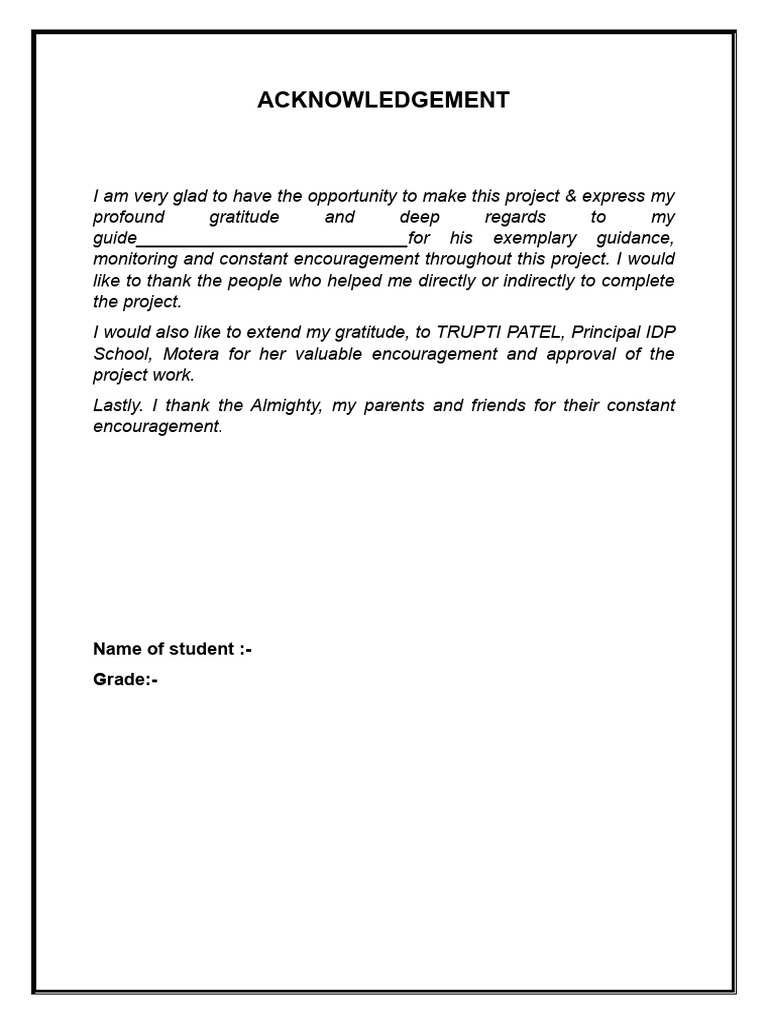 Student Project Acknowledgement | PDF