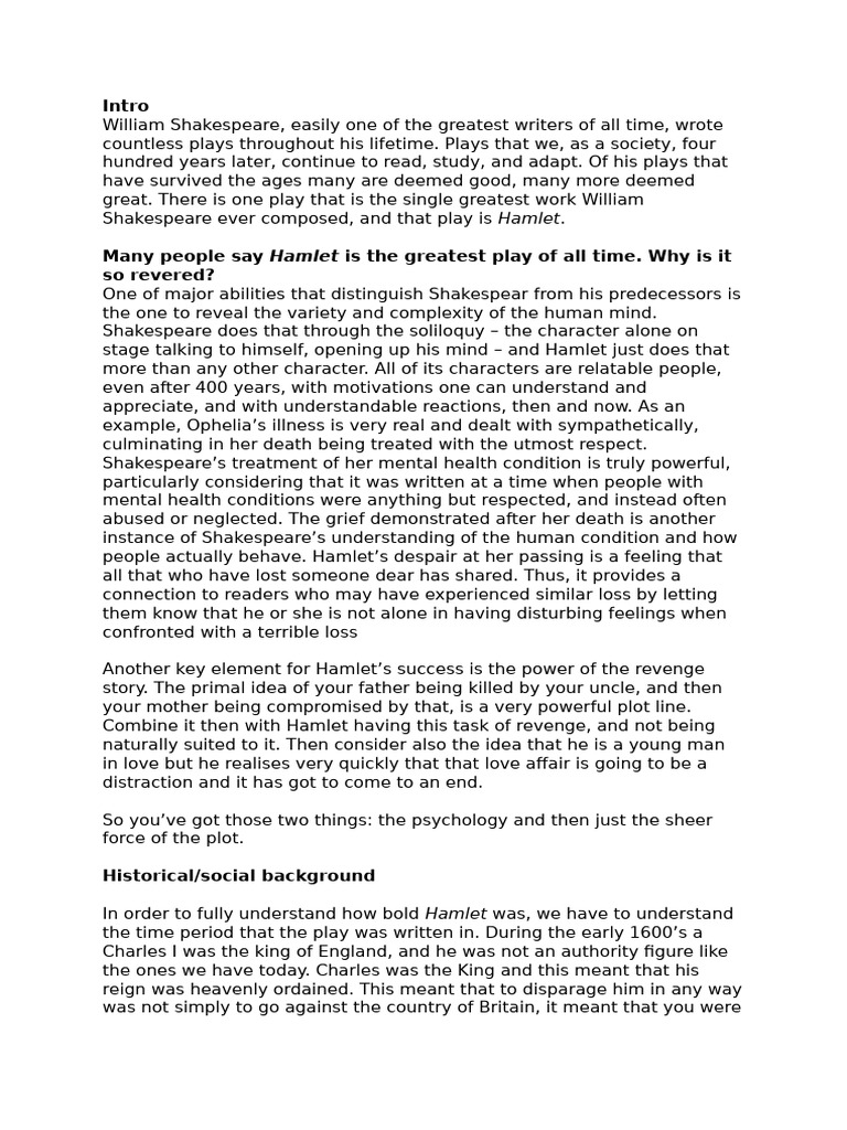 Hamlet Essay | PDF | Hamlet