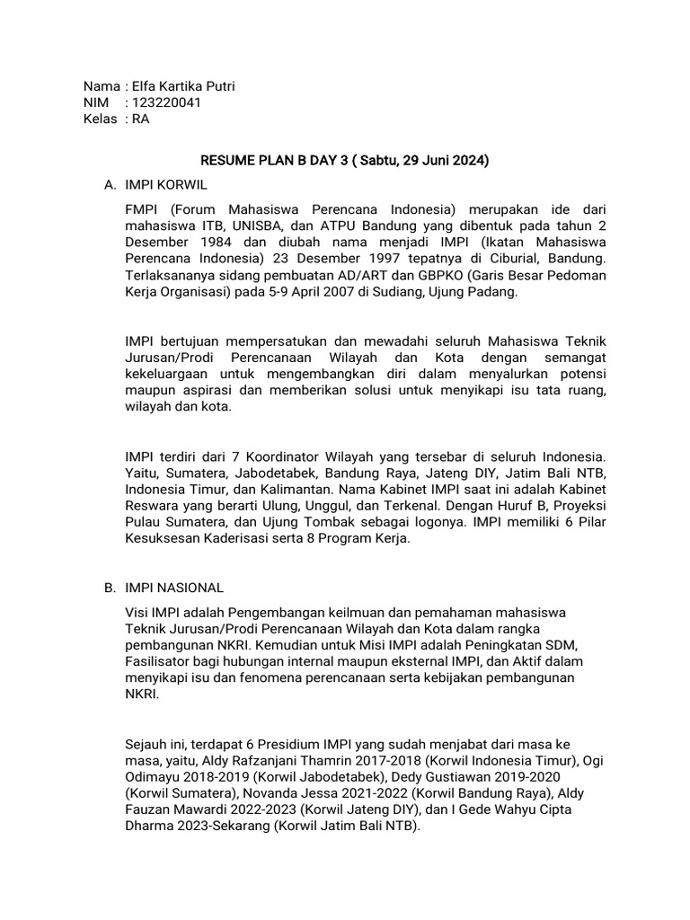 IMPI: Mewadahi Mahasiswa Perencana | PDF