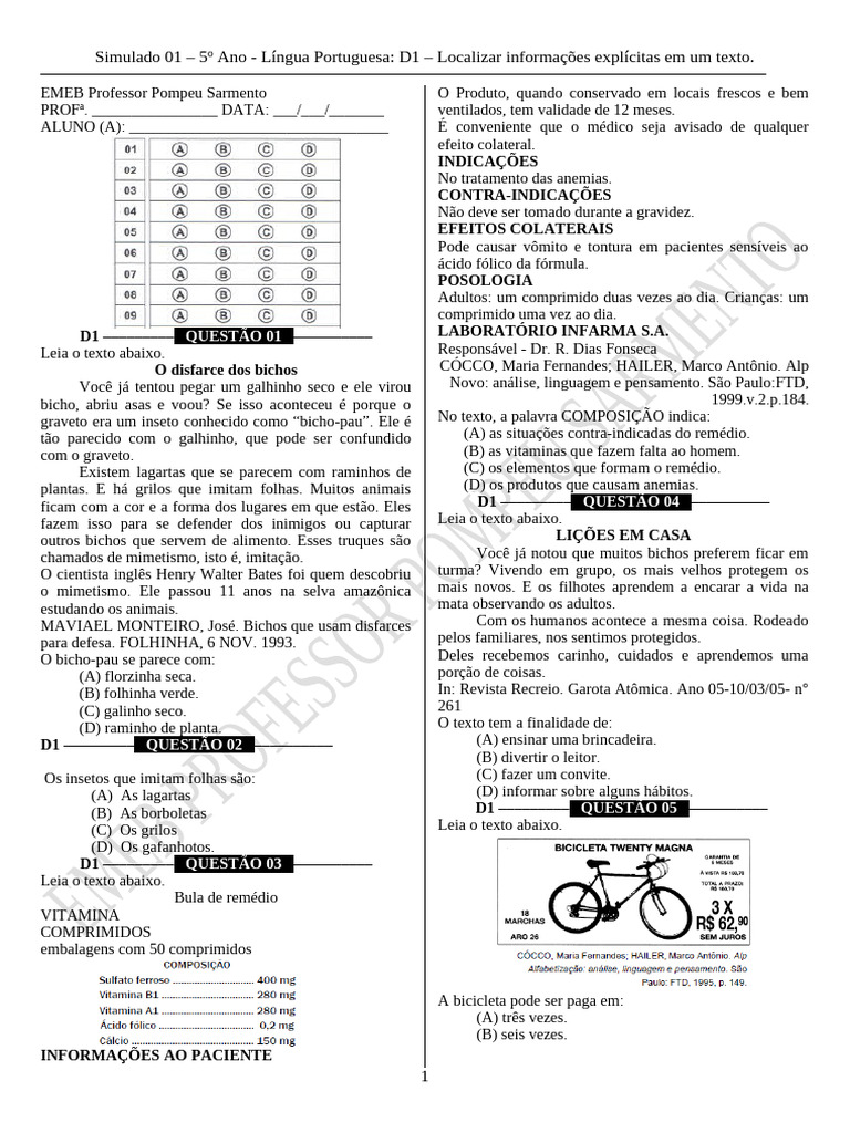 Simulado 1 Port | PDF
