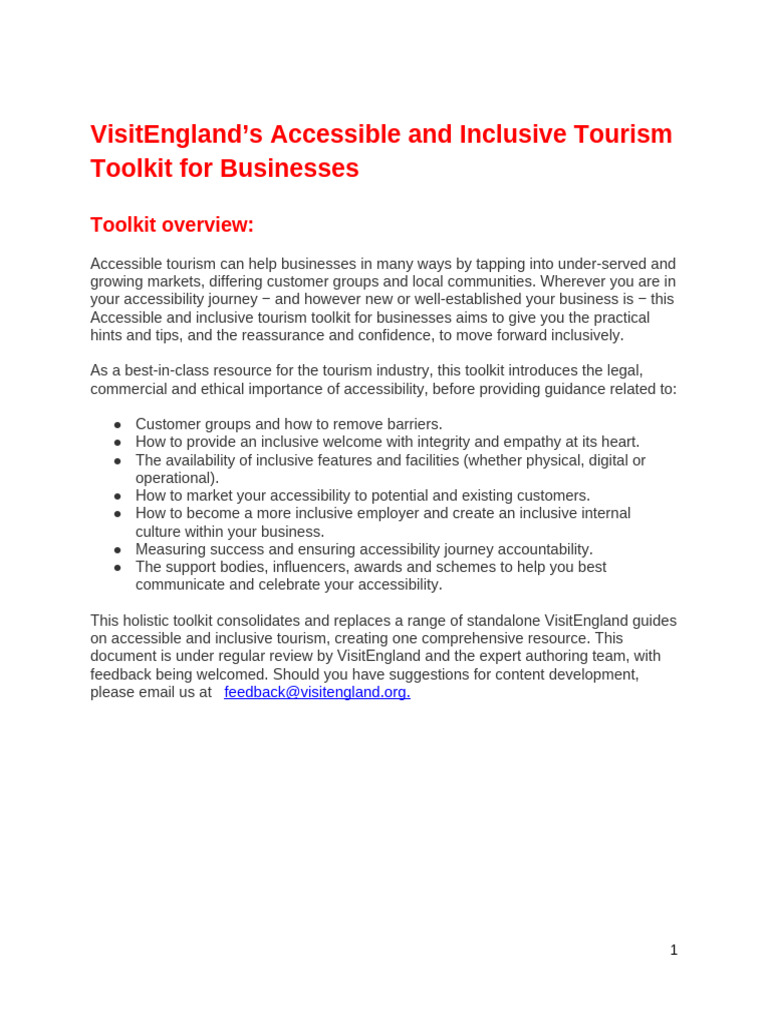 VisitEngland Accessible and Inclusive Tourism Toolkit For Businesses ...