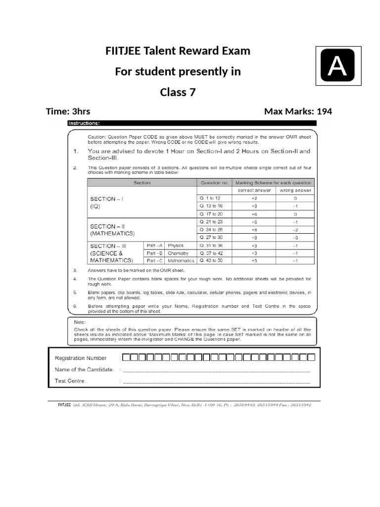 FIITJEE Talent | PDF