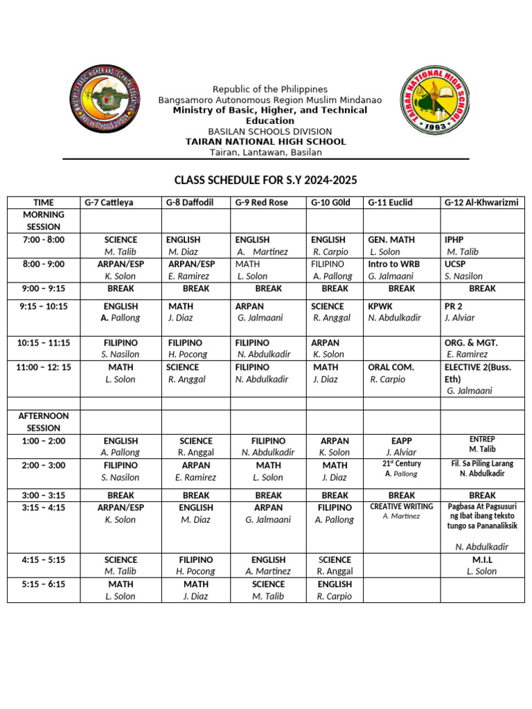 CLASS-SCHEDULE | PDF