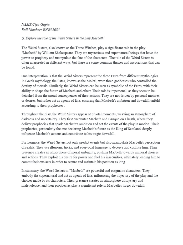 Macbeth - Assignment | PDF