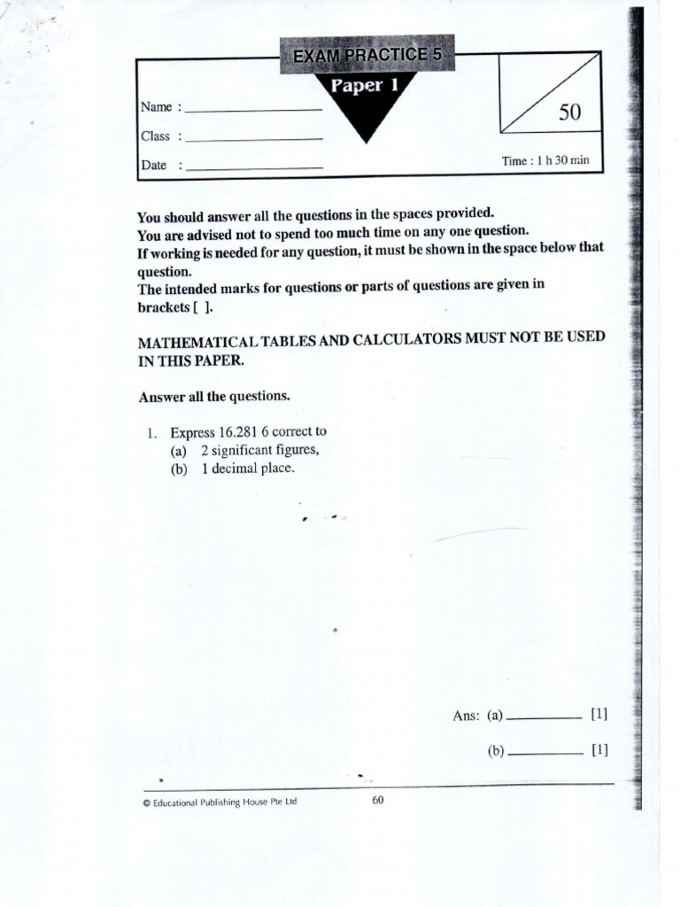 Exam Practice 5 - Paper 1 | PDF