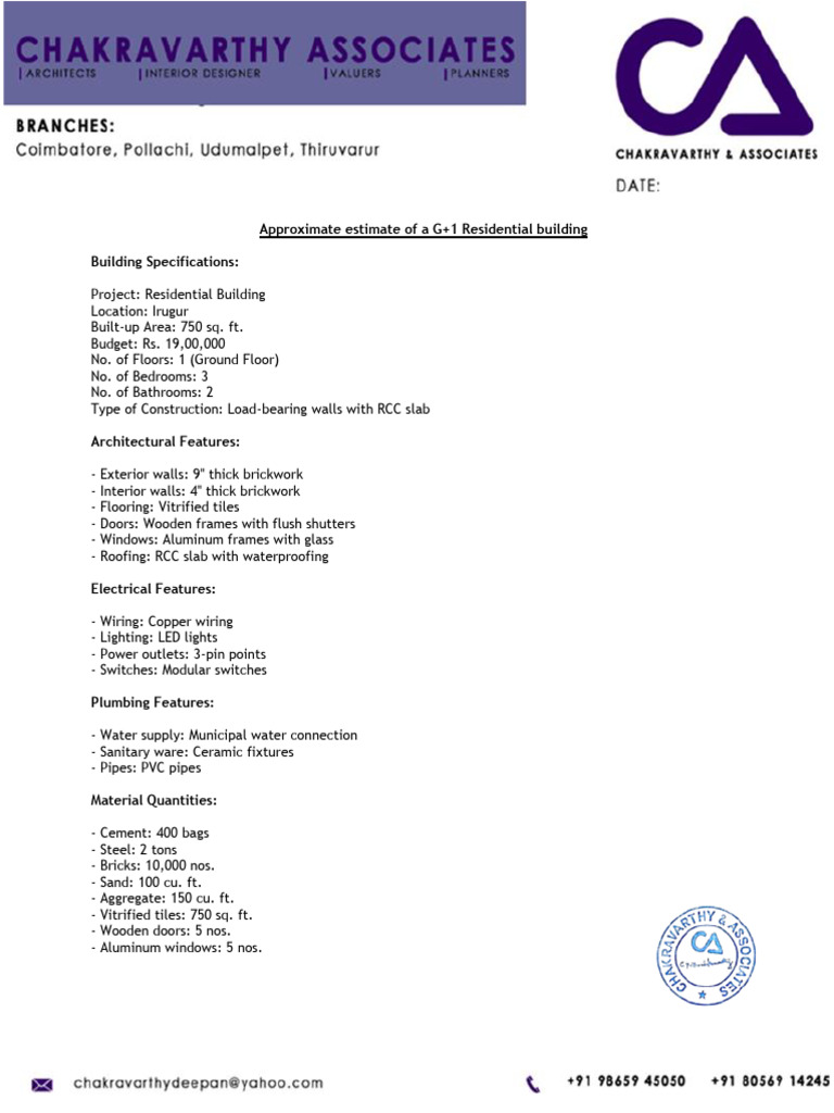 Approximate Estimation For 750 Sq. Ft. | PDF | Computers | Technology ...