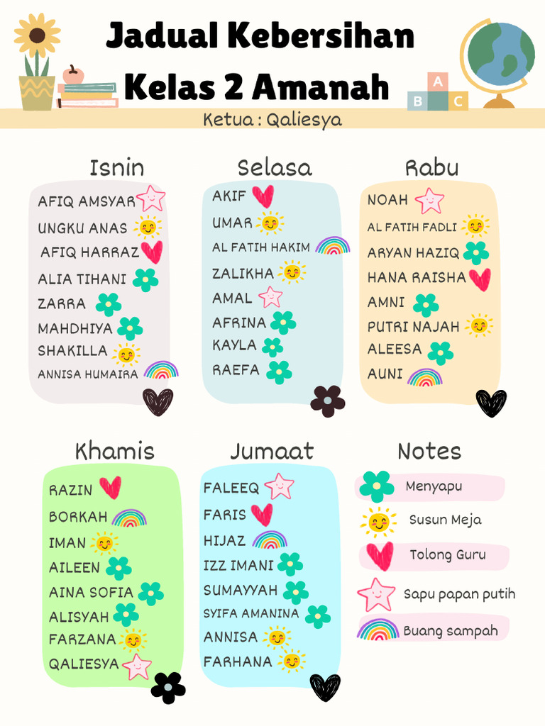 Class Schedule in Blue Pink and Yellow Cute Style | PDF