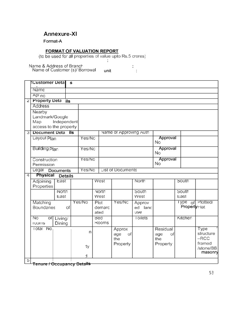 SBI 2024 Valuation Reporting Formats | PDF
