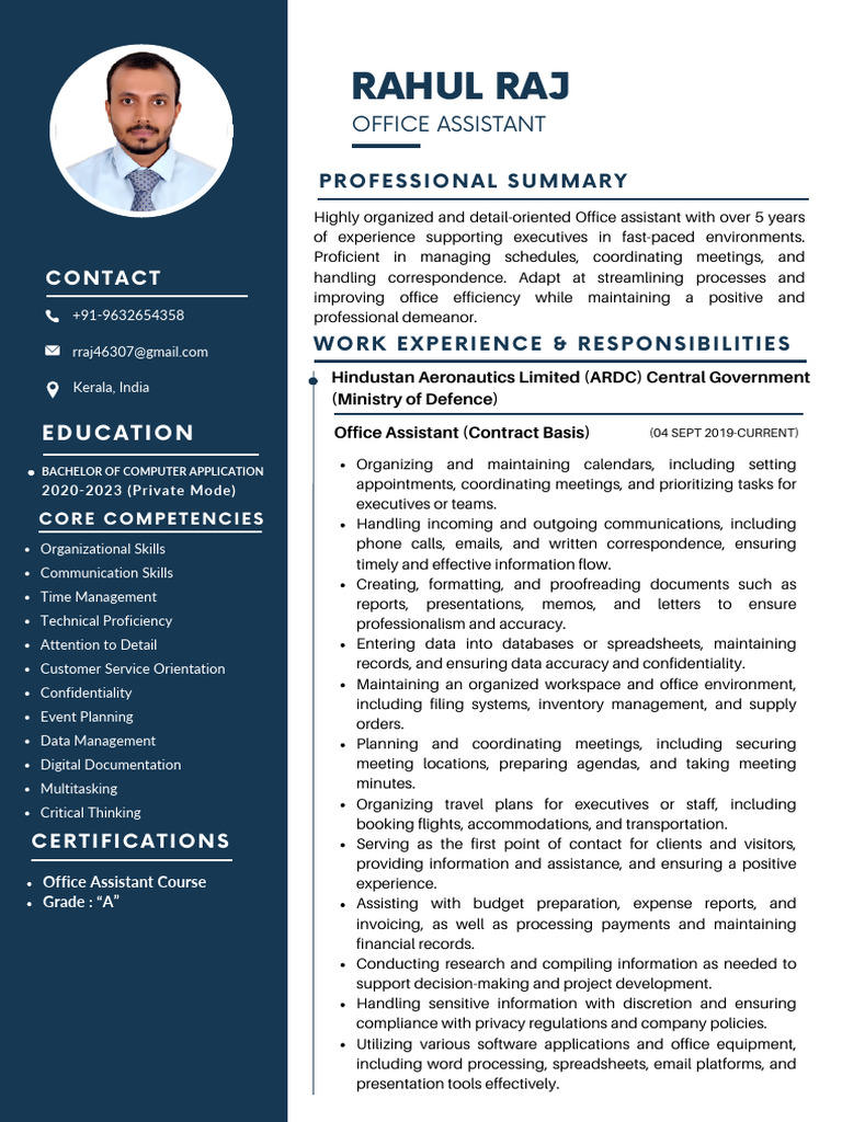 Rahul Raj: Office Assistant | PDF | Computing