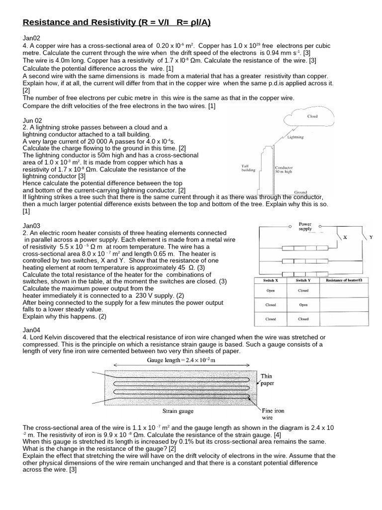 Resistance and Resistivity Qs | PDF | Electrical Conductor | Electrical ...