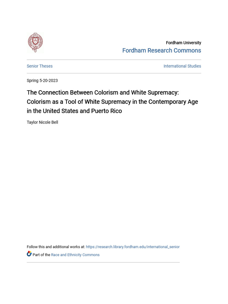 The Connection Between Colorism and White Supremacy - Colorism As | PDF ...