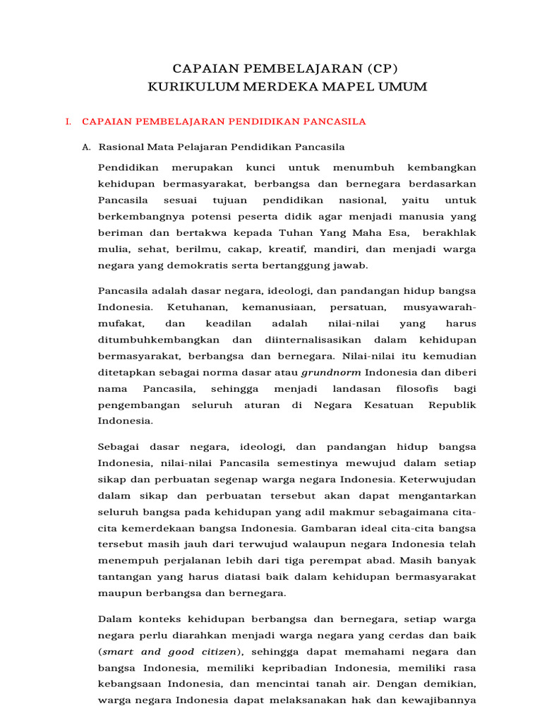 CP Mapel Umum Mi Kumer | PDF