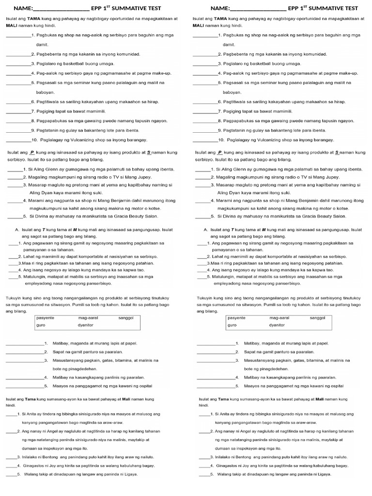 Epp Summative 1 | PDF