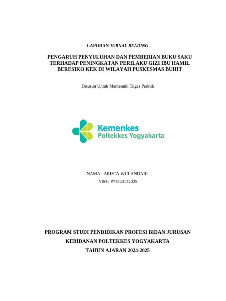 Laporan Jurnal Reading Caten Dengan Kek | PDF | Kesehatan Holistik