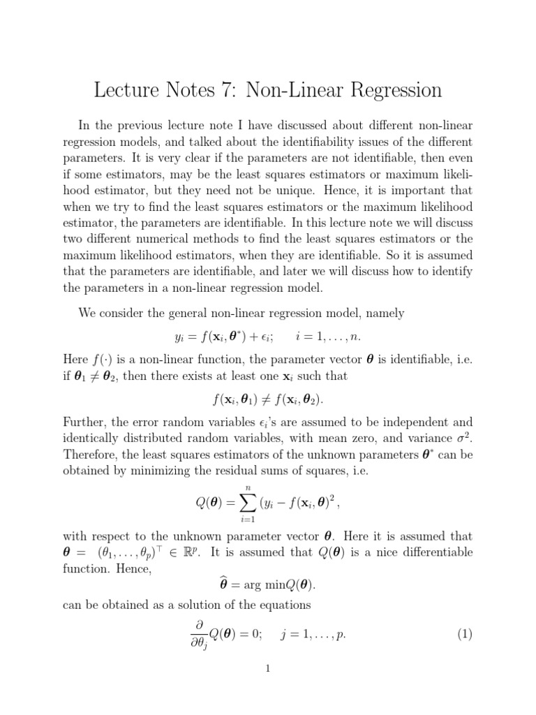 Lec Note 7 2024 | PDF | Least Squares | Errors And Residuals