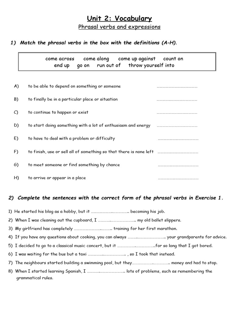 U2 Phrasal Verbs + Expressions W-B | PDF