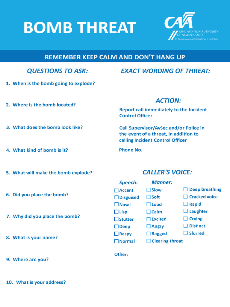 BOMB-THREAT-CHECK-LIST | PDF | Human Communication